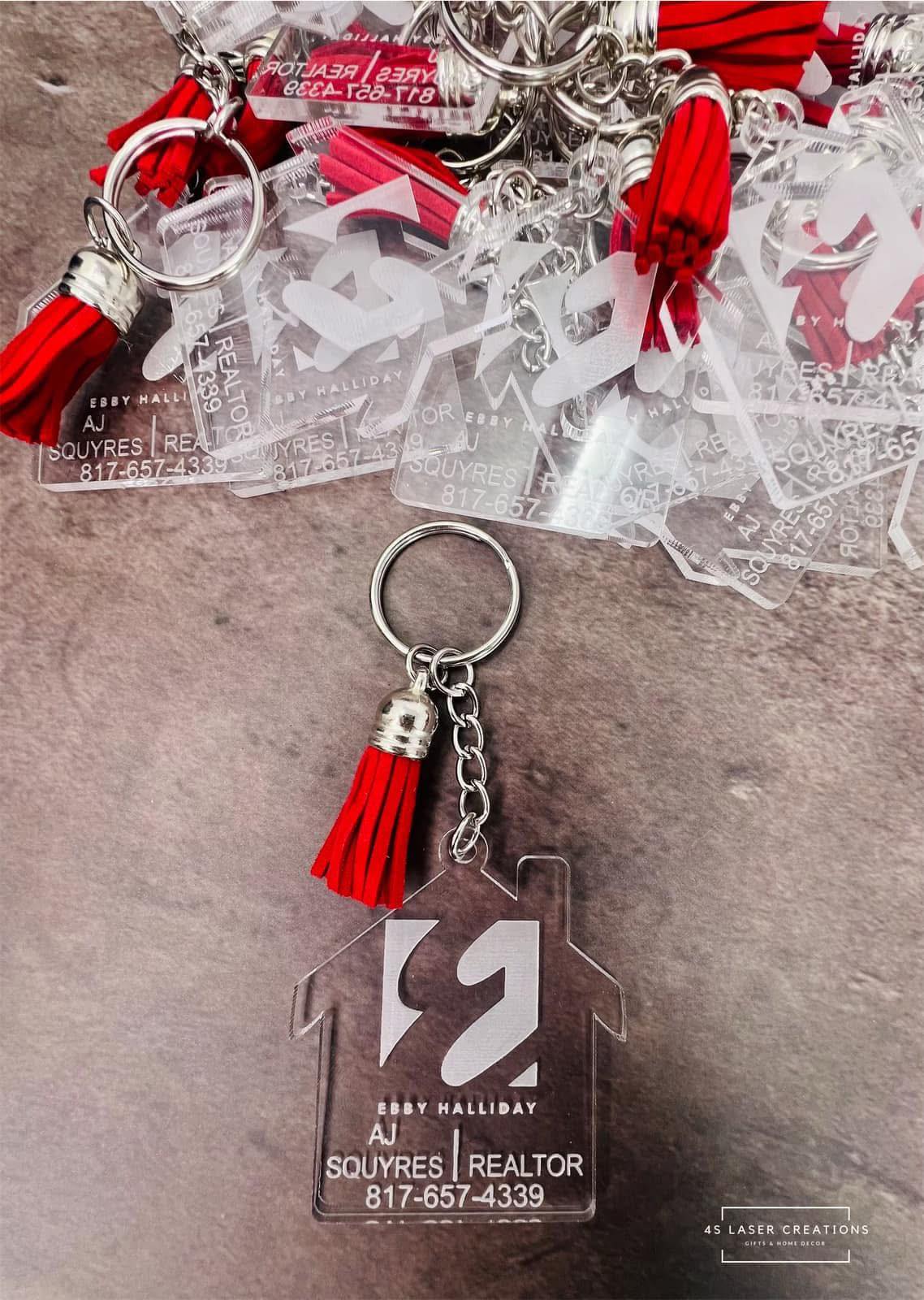 Custom Clear Acrylic Keychains with Tassel – Real Estate Promo Gifts